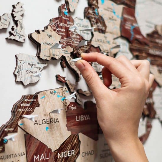 ETW 3D Houten Wereldkaart Cappuccino – Woodflow